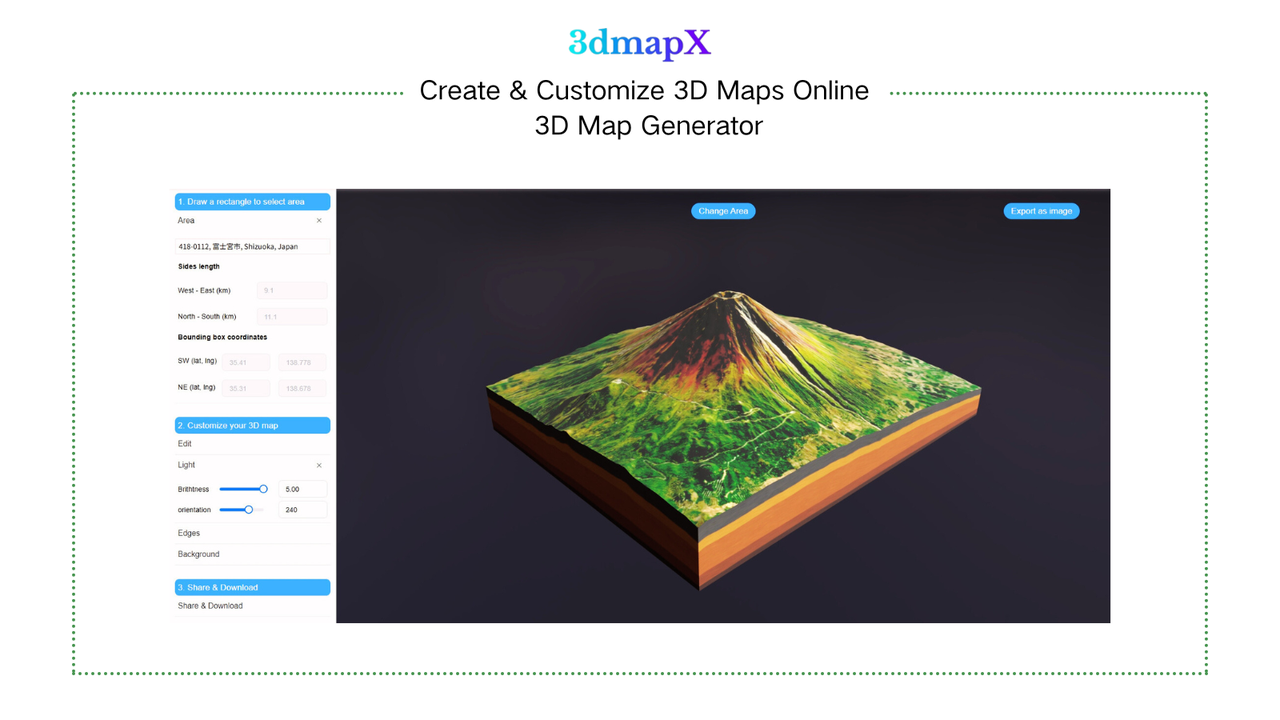 Create & Customize 3D Maps Online – 3D Map Generator | 3dmapX